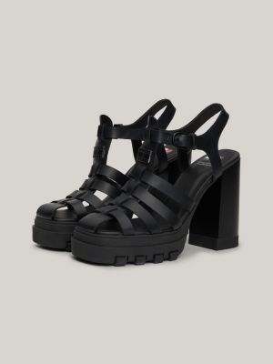 Leren Waterschoen Met Blokhak Zwart Tommy Hilfiger