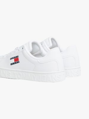 Leder Sneaker Mit Badge Weiß Tommy Hilfiger