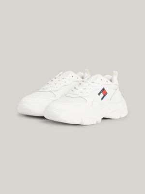 Hybrid Ledersneaker Mit Klobiger Sohle Weiß Tommy Hilfiger