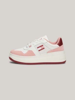 Sneakers Stile Basket In Pelle Rosa Tommy Hilfiger