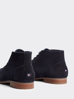 Bottines à Lacets En Daim Bleu Tommy Hilfiger