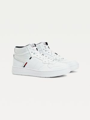 High Top Basketball Ledersneaker Mit Cupsole Weiß Tommy Hilfiger