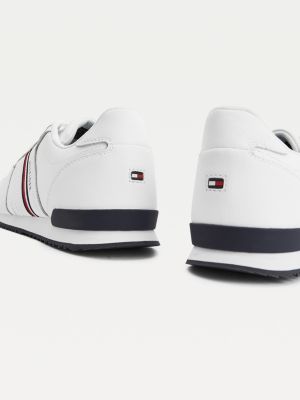 Iconic Leren Sneaker Met Signature Tape Wit Tommy Hilfiger