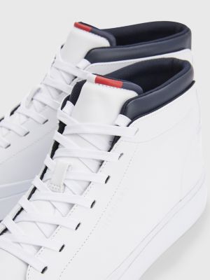 Baskets Montantes En Cuir Blanc Tommy Hilfiger
