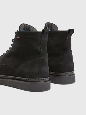 Bottes En Daim Crantées à Lacets Noir Tommy Hilfiger