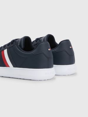Baskets Signature En Cuir à Semelle Cuvette Bleu Tommy Hilfiger