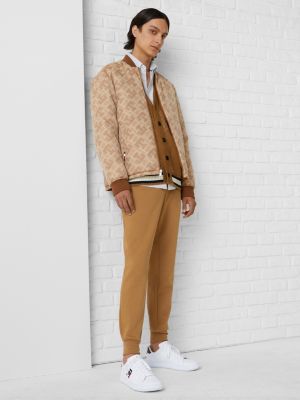 Th Monogram Ledersneaker Mit Stickerei Weiß Tommy Hilfiger