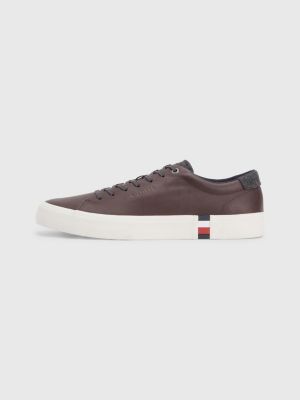Th Modern Ledersneaker Mit Branding Detail Braun Tommy Hilfiger