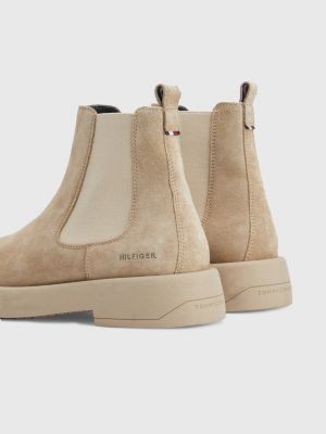 Bottes Chelsea En Daim Kaki Tommy Hilfiger