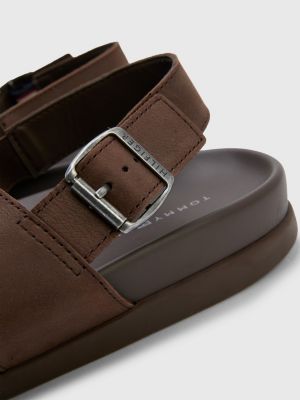 Sandali Con Fascette In Pelle Marrone Tommy Hilfiger