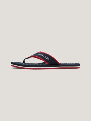 Sandali Infradito In Tessuto Con Logo Blu Tommy Hilfiger