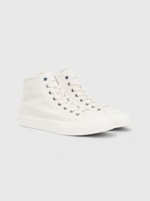 Canvas Monogram High Top Trainers Beige Tommy Hilfiger