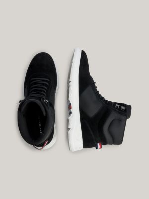 Bottines Hybrides En Cuir Et Daim Noir Tommy Hilfiger