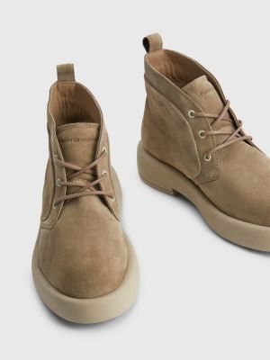 Scarponcini In Camoscio Con Suola Spessa Khaki Tommy Hilfiger