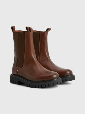Leather Cleated Chelsea Boots | BROWN | Tommy Hilfiger