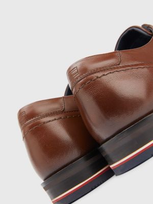 Scarpe Signature Stringate In Pelle Marrone Tommy Hilfiger