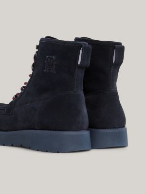 Lace Up Ankle Boot Aus Wildleder Blau Tommy Hilfiger