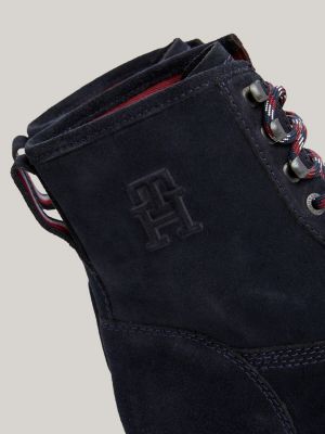 Lace Up Ankle Boot Aus Wildleder Blau Tommy Hilfiger