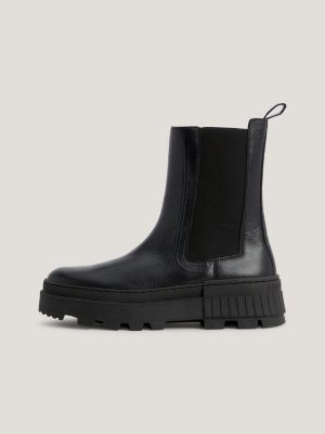 Bottines Chelsea Chunky Elevated En Cuir Noir Tommy Hilfiger