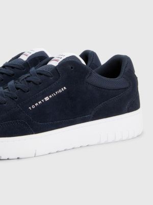 Sneakers Stile Basket In Camoscio Blu Tommy Hilfiger