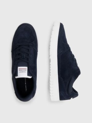 Sneakers Stile Basket In Camoscio Blu Tommy Hilfiger