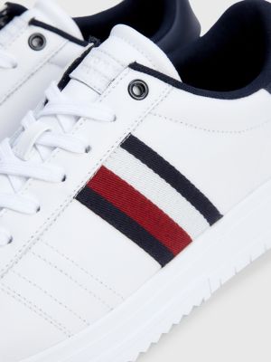Sneakers In Pelle Con Nastro Iconico Bianco Tommy Hilfiger