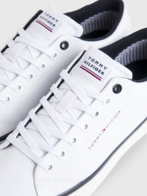 Canvas Logo Lace Up Trainers White Tommy Hilfiger