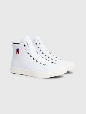 Leather Monogram Mid-Top Trainers | WHITE | Tommy Hilfiger