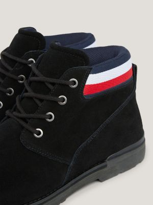 Lace Up Ankle Boot Aus Wildleder Schwarz Tommy Hilfiger