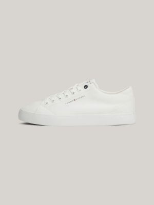 Essential Canvas Lace Up Trainers White Tommy Hilfiger