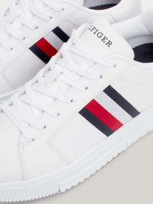 Essential Leather Signature Tape Trainers White Tommy Hilfiger