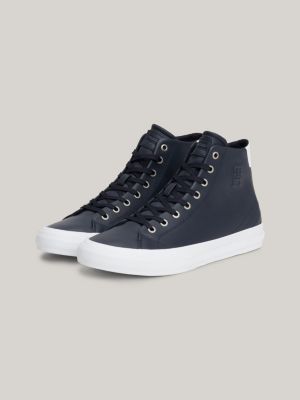 Baskets Montantes Essential En Cuir Bleu Tommy Hilfiger