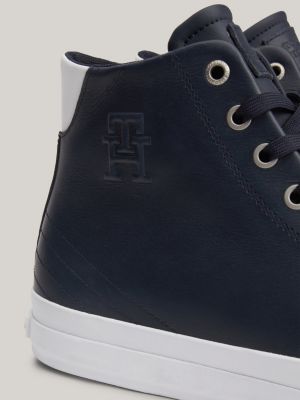 Essential Hoge Leren Sneaker Blauw Tommy Hilfiger