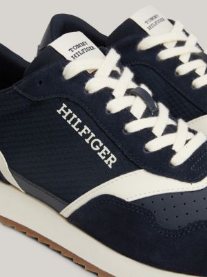 Runner Ledersneaker Mit Diversen Strukturen Blau Tommy Hilfiger
