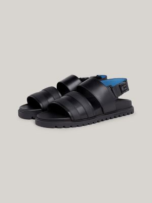 Elevated Leren Sandaal Met Snelgesp Zwart Tommy Hilfiger