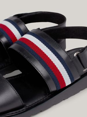 Signature Leren Sandaal Met Dubbele Band Zwart Tommy Hilfiger
