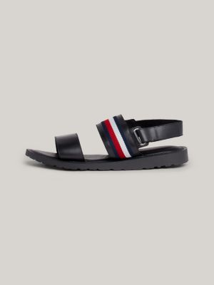 Signature Leren Sandaal Met Dubbele Band Zwart Tommy Hilfiger