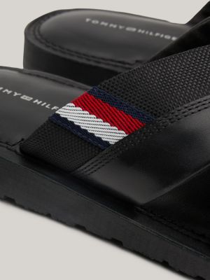 Leather Crossover Strap Sandals Black Tommy Hilfiger