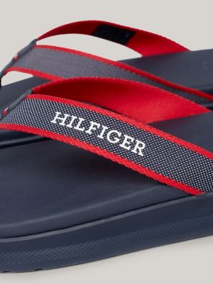 Hilfiger Monotype Logo Webbing Strap Flip Flops Blue Tommy Hilfiger