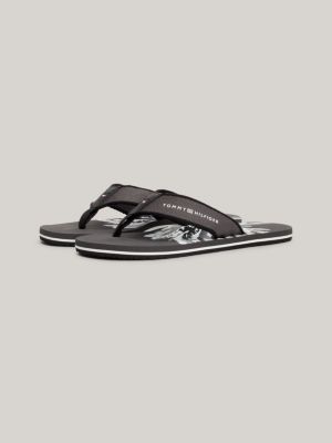 Palm Print Webbing Flip-Flops | Grey | Tommy Hilfiger