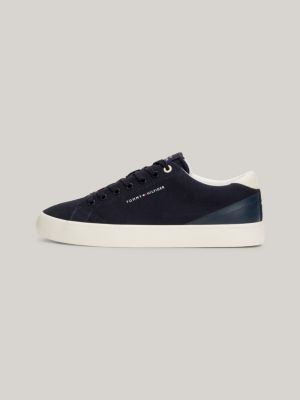 Essential Lace Up Canvas Sneaker Mit Logo Blau Tommy Hilfiger