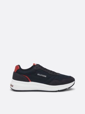 Logo Mixed Texture Trainers | Blue | Tommy Hilfiger