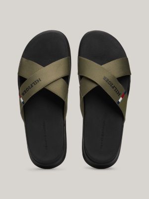 Crossover Strap Beach Sandals Green Tommy Hilfiger