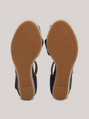 Wedge Heel Open Toe Espadrille Sandals Blue Tommy Hilfiger