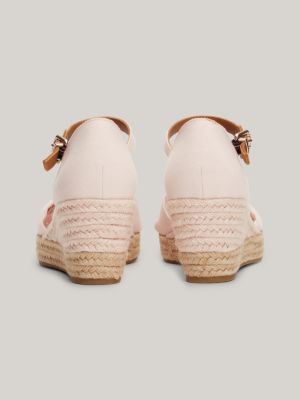 Wedge Heel Open Toe Espadrille Sandals Pink Tommy Hilfiger