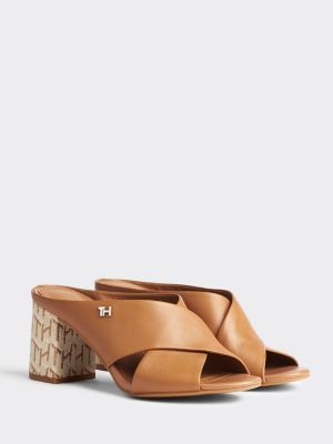 TH Monogram Heeled Mule Sandals | BROWN | Tommy Hilfiger
