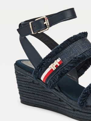 Espadrille Met Halfhoge Sleehak En Franje Blauw Tommy Hilfiger