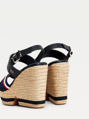 Sandale Mit Hohem Keilabsatz Und Seil Design Blau Tommy Hilfiger
