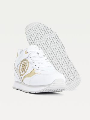 Metallic Sneaker Met Sleehak Wit Tommy Hilfiger