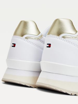Casual Leren Sneaker Met Metallic Vlag Wit Tommy Hilfiger
